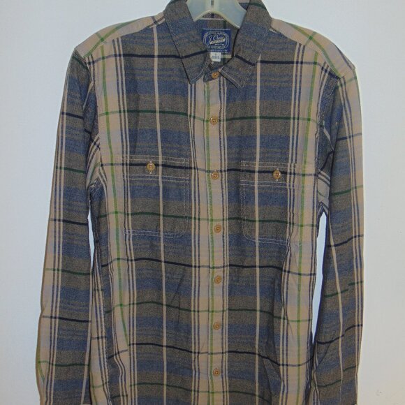 J. Crew | Shirts | J Crew Flannel Shirt Mens Blue Green White Plaid Button Down Long Sleeve ...